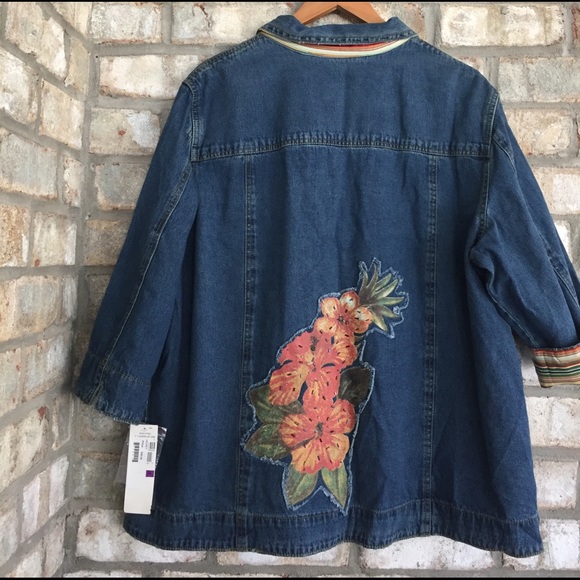 Multiples | Jackets & Coats | Nwt Multiple Appliquebeaded Denim Jacket ...